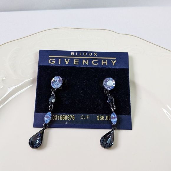 Givenchy | Jewelry | Vintage Bijouxgivenchy Blue Crystal Drop Earrings ...